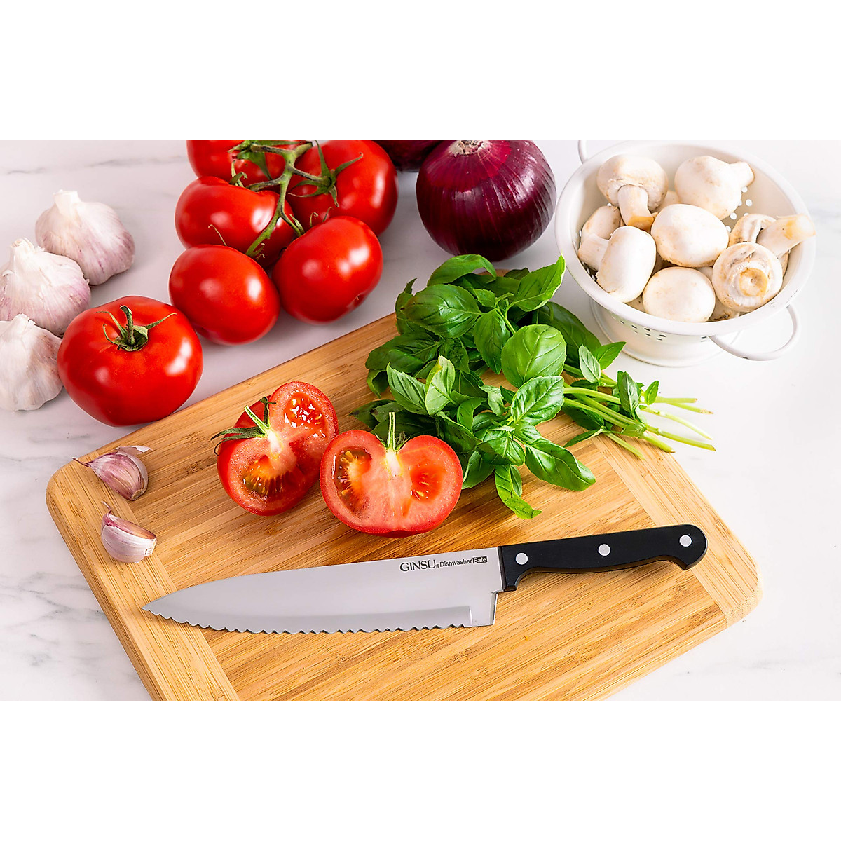 GINSU Kiso 8" Chef Knife, Black - Dishwasher Safe and Always Sharp