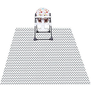 Youngever 53 inch x 53 inch Splat Mat for Under High Chair, Washable Highchair Splat Floor Mat, Splash Mess Mat, Food Catcher Art Craft Leak Proof Mat (Grey Wave)