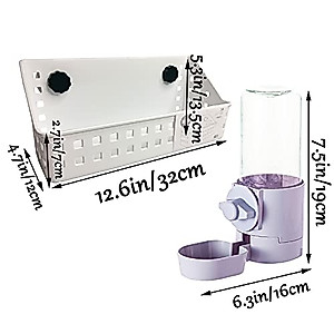 Hamiledyi Rabbit Hay Feeder,Bunny Water Fountain Automatic Guinea Pigs Hay Food Feeder Bowls Manger Rack 17oz Hanging Gravity Drinking Feeder for Ferrets Chinchillas (Purple)