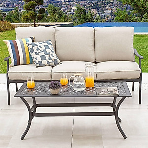 PatioFestival Patio Conversation Set 4Pcs Cushioned Outdoor Furniture Sets with All Weather Galvanized Steel Frame (Beige)