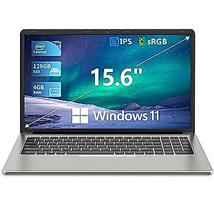 SGIN 15.6 Inch Laptop, 4GB DDR4 128GB SSD, Intel Celeron J4105 Quad-Core Processor, Windows 11 Laptop with IPS FHD Display, 2.4/5.0G WiFi, Bluetooth4.2, USB 3.0 *2, Type-C, Expandable Storage 512GB TF