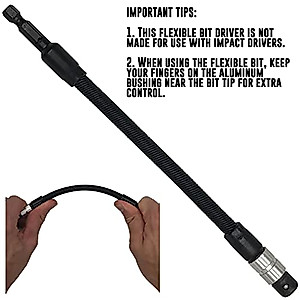 AMERICAN MUTT TOOLS Flexible Drill Bit Extension – 7.5” Flexible Screwdriver Tool | Flexible Shaft Drill Bit Extension, Bendable Flex Bit for Hard to Reach Spaces | Flexible Bit Extension Bar