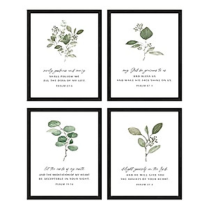 Psalms Scripture Wall Art Christian Posters, Christian wall art - Set of 4 (8x10") Bible Verses Wall Decor Bible Verse Wall Art Christian Wall Decor Christian Art Bible Scripture Wall Decor - Unframed