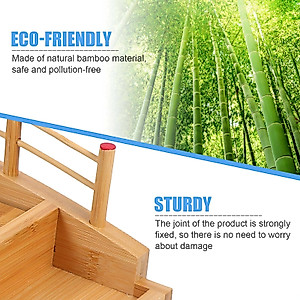 Yardwe Bamboo Sushi Boat Serving Tray, Arch Bridge Sushi Boat, Wooden Sushi Bridge Serving Plate for Home Restaurant 44x22x13CM