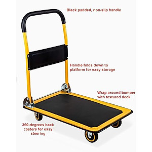 MaxWorks 50911 Foldable Platform Truck Push Dolly-330 lb. Weight Capacity-with Swivel Wheels