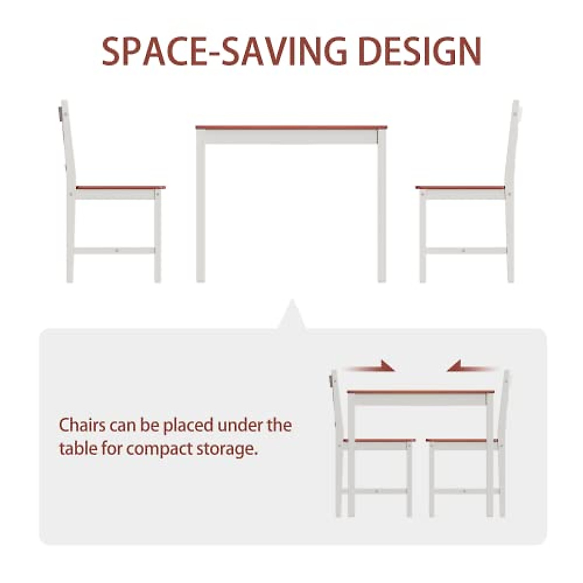 Alohappy 5 Piece Kitchen Table and Chairs Set for 4, Rectangular Pinewood Dining Table Set for Dining Room, Kitchen Room Furniture, Space-Saving & Easy Assembly (Red)