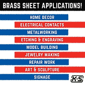 K&S Percision Metals 16408 Brass Sheet Metal Rack, 0.040" Thickness x 6" Width x 12" Length, 18 Gauge, 3 pc, Made in USA
