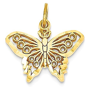 IceCarats 14K Yellow Gold Butterfly Wings Necklace Charm Pendant 18mm x 17mm Only