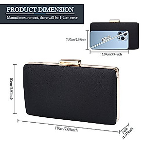 Pinprin Glitter Clutch Evening Bags for Women - Formal Bridal Wedding Clutch Handbag Prom Cocktail Party Purse (Black)