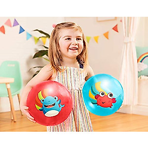 B. Toys – Bouncy Balls for Kids – 2 Pack – 8.5” – Air Pump Included – Shark & Crab Play Balls – Indoor & Outdoor – Playground Games – Bouncin’ Around – 3 Years +