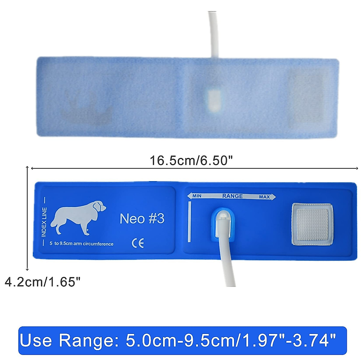 2 Pcs Veterinary Dedicated Dog Blood Pressure Cuffs Reusable Pet Sphygmomanometer Cuff Accessories - Animal Monitor Cuff Set with 2 Kinds of Interfaces (Dog)
