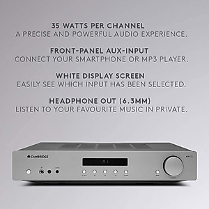 Cambridge Audio AXA35 35 Watt 2-Channel Integrated Stereo Amplifier | Built-in Phono-Stage | .25 Inch Jack, 3.5mm Aux