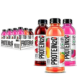 Protein2o 15g Whey Protein Isolate Infused Water, Ready To Drink, Gluten Free, Lactose Free, No Artificial Sweeteners, Flavor Fusion Variety Pack, 16.9 oz Bottle (Pack of 12)