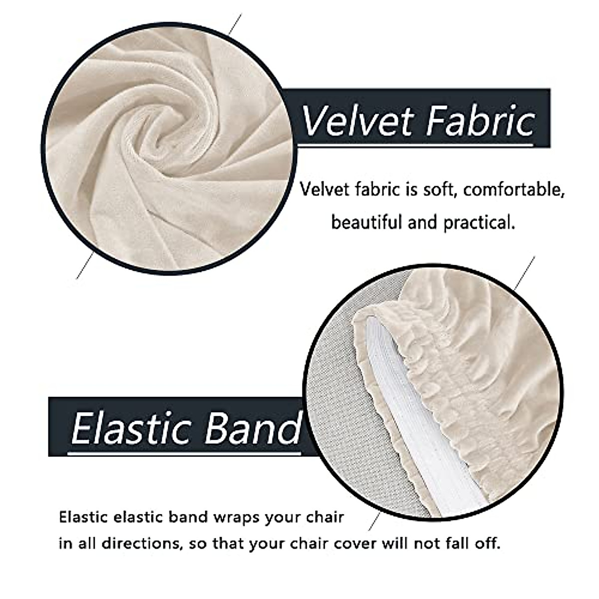 MFMLHDYQ Velvet Stretch Beige Modern Curved Back Armrest Swivel Office Chair Slipcover for Banquet Office Living Room Bedroom Set of 1