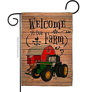 Angeleno Heritage Primitive Welcome to Our Farm Garden Flag Country Living Western Barn American Rustic Cowboy Rural Ranch Small Decorative Gift Yard House Banner Double-Sided Made in USA 13 X 18.5