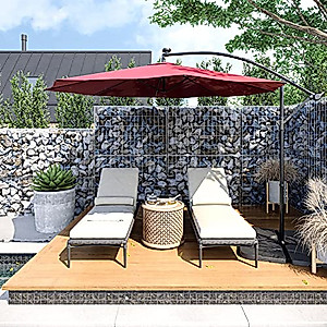 BELLEZE 10FT Patio Umbrella with Cross Base, Offset Hanging Umbrella with Tilt Crank and 8 Ribs, UV Protection Outdoor Cantilever Umbrella for Market Garden Deck Backyard Pool Beach Pool - Red