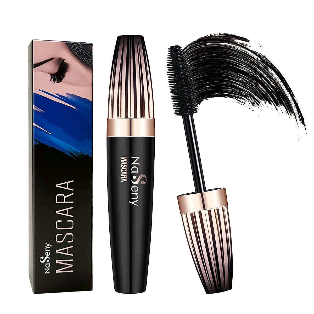 Naseny Waterproof Mascara Black Volume And Length,Liquid Mascara For Lash Extensions,Clear Eyebrow Gel Keep Brows Stay In Place All Day,Brow Freeze Goes a Long Way Creat Full Voluminous Eye Looking