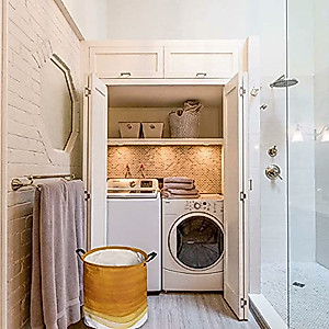 Laundry Baskets Ombre Orange Collapsible Clothes Hamper White and Burnt Orange Foldable Freestanding Laundry Hamper with Handle Storage Basket for Laundry 16.5x17in