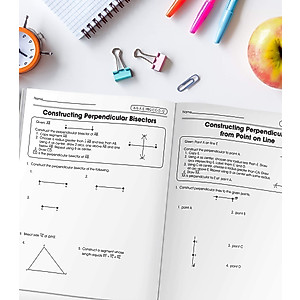 The 100+ Series: Geometry Math Workbook, Grades 6-12 Math, Sine and Cosine, Equations, Congruence and Similarity, Rotations, Reflections, and Transformations, Classroom or Homeschool Curriculum