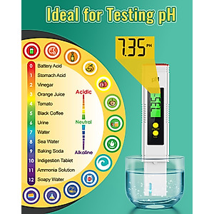 PH Meter for Water, PH Tester 0.01High Accuracy Water Quality Tester with 0-14 PH Measurement Range, PH Meter for Household Drinking, Pool, Aquarium, Aquaculture, Lab, Beer Brewing & Wine