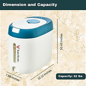 Kitchen Airtight Food Storage Container with Lid for Rice, Cereal, Flour, Sugar, Grains and Dog Food Storage - 22 lbs, Green