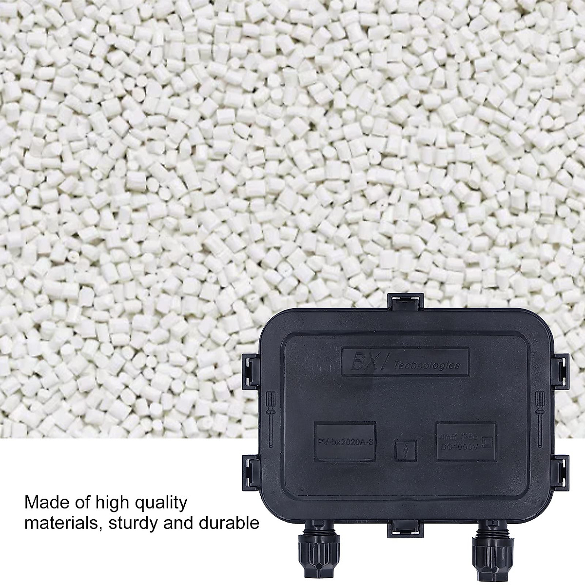 Solar Junction Box Photovoltaic Electrical Enclosure Case Solar Panel Accessories Plastic and Brass Material 210W‑250W 1000V for Solar Connection Construction Sites