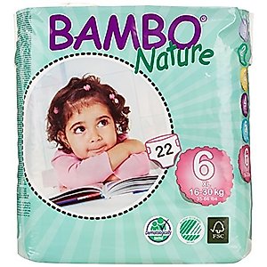Bambo Nature Eco Friendly Baby Diapers Classic for Sensitive Skin, Size 5 (26-49 lbs), 162 Count (6 Packs of 27)