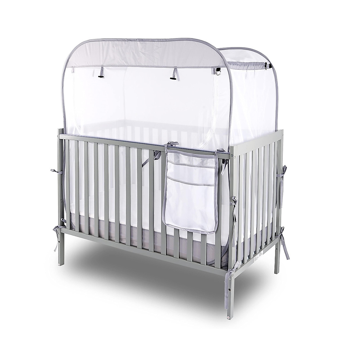 TETINY POP Baby Safety Netting Cover for Crib Pop Up Canopy to Stop Baby from Climbing Out Top Square Frame More Large Room Mosquito Mesh with Storage Bag and Carry Bag