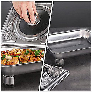 Buffet Platters Dish Tray Chafing Dish Buffet Shabu Hot Pot with Lid 4 Leg Stainless Steel Buffet Warmer Food Pan Fondue Pot for Restaurant Home Kitchen Picnic Catering Supplies Chafing Dish