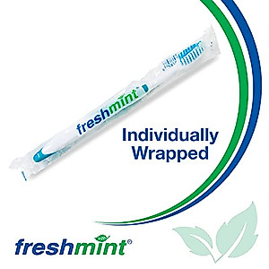 FRESHMINT (100 Pack) Individually Wrapped Premium Toothbrushes, Oversized Easy Grip Rubber Handle, Soft Multi Color Nylon Bristles, Bulk Packed, No Cutting or Tearing Apart Required.