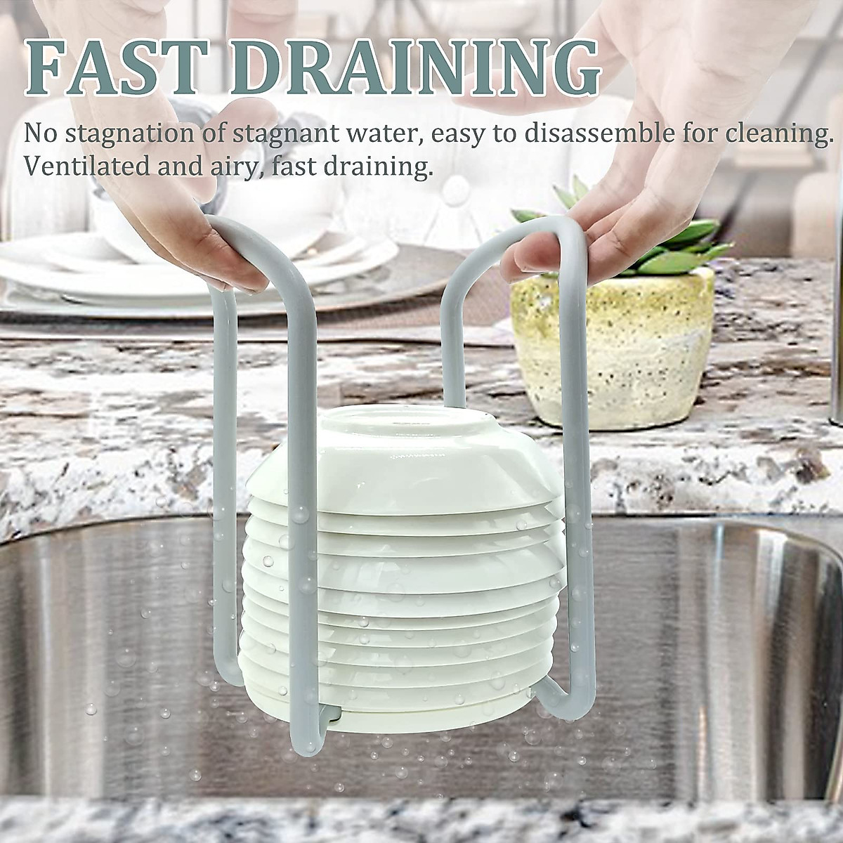 2 Pack Telescopic Tray Storage Rack, Retractable Dish Drying Rack, Multi-Functional Plates Cup Bowl Pot Pan Lid Storage Holder Organizer for Kitchen Counter Cabinet Drawer