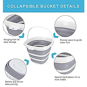 MontNorth Collapsible Basin Bucket,9L Collapsible Dishpan with Drain Plug for Kitchen Sink,5L Portable Foldable Small Plastic Water Supplies for Outdoor Garden Camping Fishing Car Wash(Sets of 2)