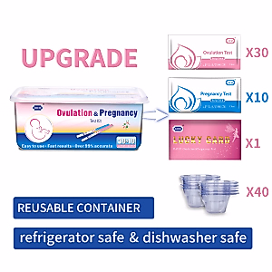 DAVID Ovulation Predictor Kit, 30 Ovulation Tests + 10 Pregnancy Tests Strips, 40 Count with Urine Cups, Fertility Test for Women, Over 99% Accurate (30LH-10HCG), EXP 10-30-2023