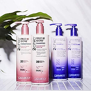 GIOVANNI 2chic Ultra-Repairing Shampoo - For Damaged, Over-Processed Hair, Helps Restore Hair's Natural Elasticity, Blackberry & Coconut Oil, Argan, Shea Butter, Color Safe - 24 oz