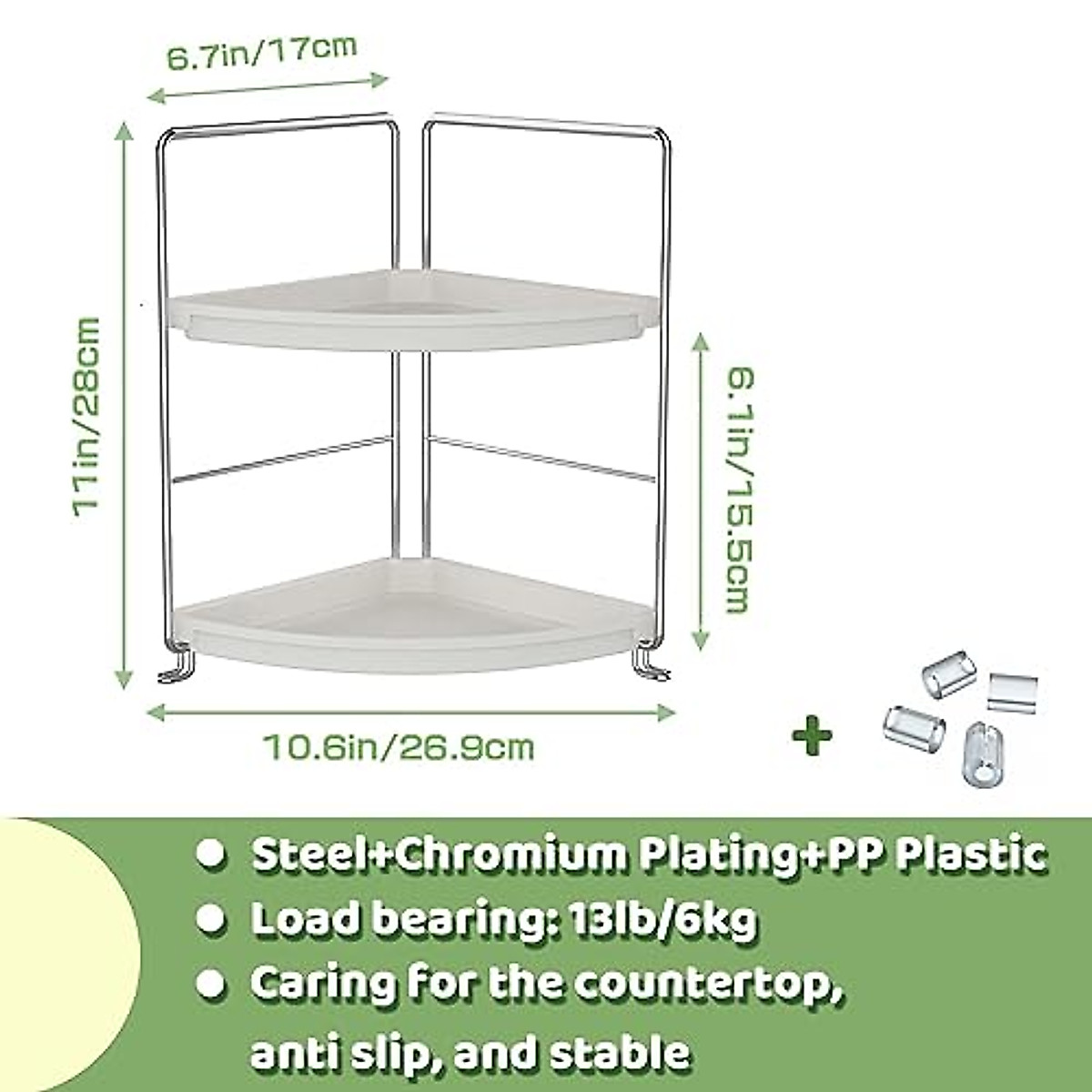 CreateitUself 2-Tier Corner Bathroom Countertop Organizer, Makeup Storage Shelf or Kitchen Spice Rack Vanity Bedroom Storage Tray (Premium)