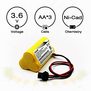 elxjar (5-Pack) 3.6V 900mAh AA ELB-B001 NiCad Battery Replacement for Lithonia Unitech 0253799 ANIC1566 ELBB001 AA900MAH Emergency/Exit Light/Fire Exit Sign