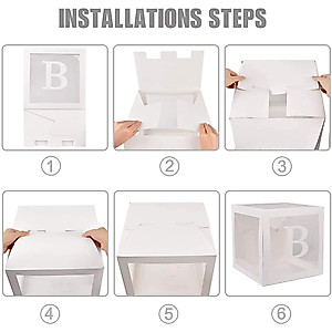 DUBEDAT Baby Boxes with Letters for Baby Shower,4 boxes 4 sets of letters，Transparent Baby Shower Decorations Block Boxes for Birthday Party,Gender Reveal ,Wedding，Reusable Favors In Gift box