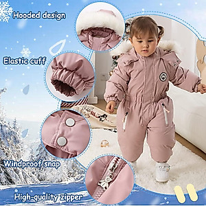 AIKSSOO Kids Baby One Piece Snowsuits Overalls Ski Suits Jackets Coats Jumpsuits Winter Outdoor Snowboarding Pink