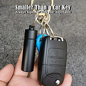 Small Pill Box Waterproof Keychain Pill Holder Portable Travel Pill Container Metal Case with Keyring for Outdoor Camping Travel