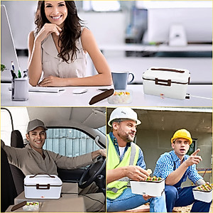 80W Electric Lunch Box Fast Food Warmer Heater, 1.8L Portable 3 in 1 Portable Microwave 12V 24V 110V for Car Truck & Home Hot Meals Boxes Heater, 304 Stainless Steel container with Thermal Bag