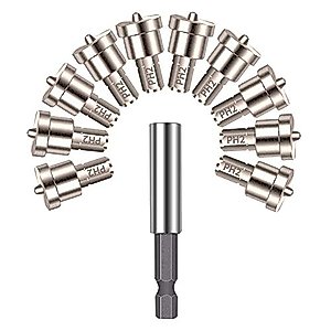 AUTOTOOLHOME 10pcs Drywall Screw Bits Setter PH2 Magnetic Extension Drill Bit Holder for Plasterboard