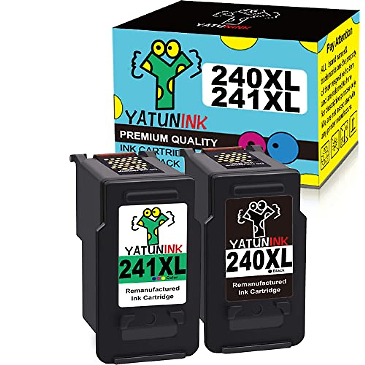 YATUNINK Remanufactured Ink Cartridges 240 and 241 for Canon 240xl and 241xl Ink Cartridge 240xl 241xl Combo Pack for Canon Pixma MG3620 MG3520 TS5120 MX532 MX472 MX432 240-241 Printer Ink (2 Pack)