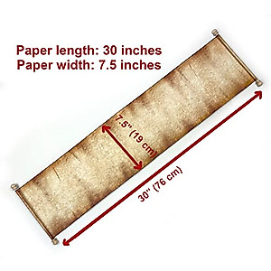 Arte of the Booke Blank Paper Scroll on Wood Rods, 7.5 x 30 Inches - Handmade in the USA