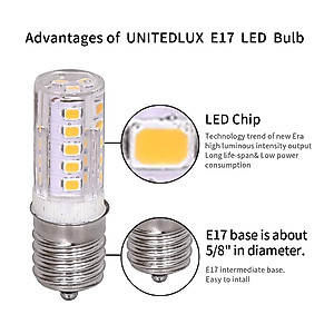 Nobranded E17 LED Bulb,Equivalent to 40 Watt Halogen Bulb,dimmable,Microwave and Smoking Machine Bulb,AC110-130V 4W Warm White 3000K (Pack of 2)