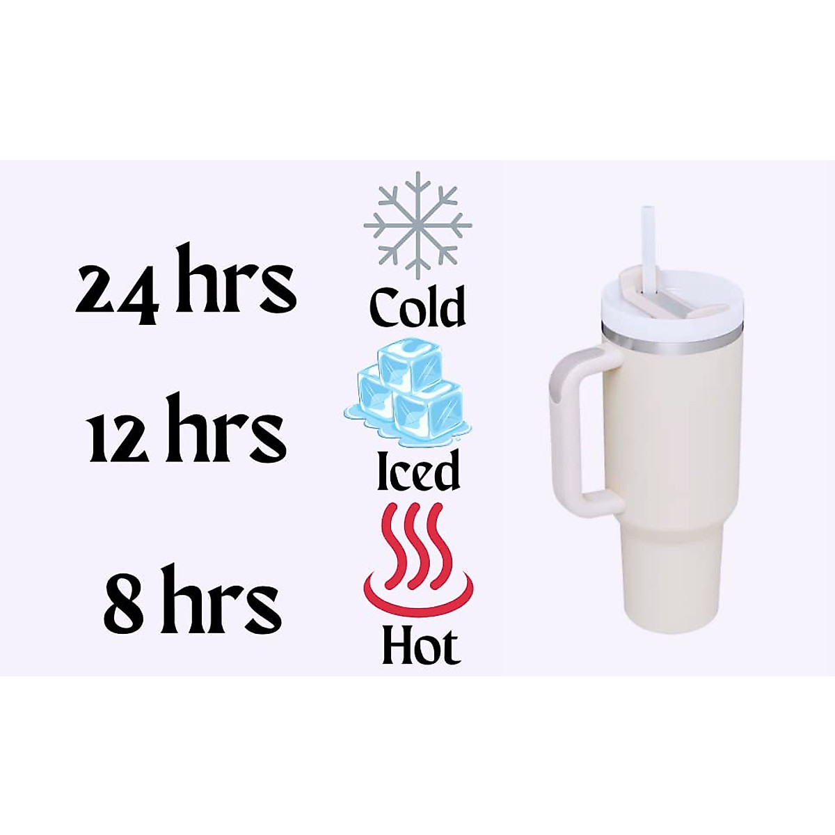 40 oz Tumbler With Handle and Straw Lid | Stanley Style | Stainless Steel Insulated Tumblers | Travel Mug for Hot and Cold Beverages, Thermos Travel Coffee Mug (Fog)