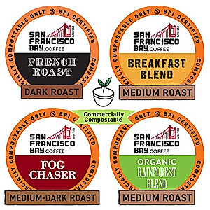 San Francisco Bay Compostable Coffee Pods - Original Variety Pack (80 Ct) K Cup Compatible including Keurig 2.0, French, Breakfast, Fog, Organic Rainforest