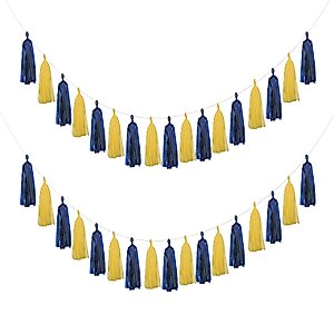 Autupy 20PCS Blue and Yellow Graduation Decorations Blue and Yellow Tassel Garland for Party Decorations