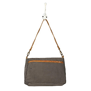 Myra Bag Classical Upcycled Canvas & Cowhide Leather Shoulder Bag S-1222, One Size For Women