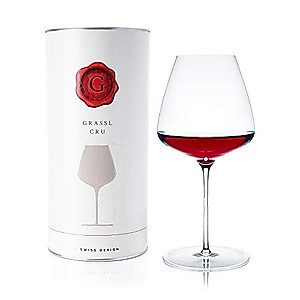 Grassl Cru Wine Glass, Hand-Blown Crystal Wine Glass for Burgundy Red Wine like Chardonnay and Pinot Noir
