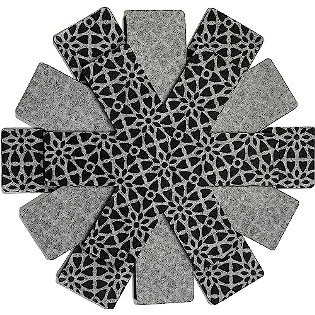 Pot and Pan Protectors for Stacking, Mosaic Design- Set of 12 in 3 Different Sizes, Cookware Protector/Dividers, Pan Separator Anti-Slip to Prevent Scratching or Marring When Stacking (Grey)